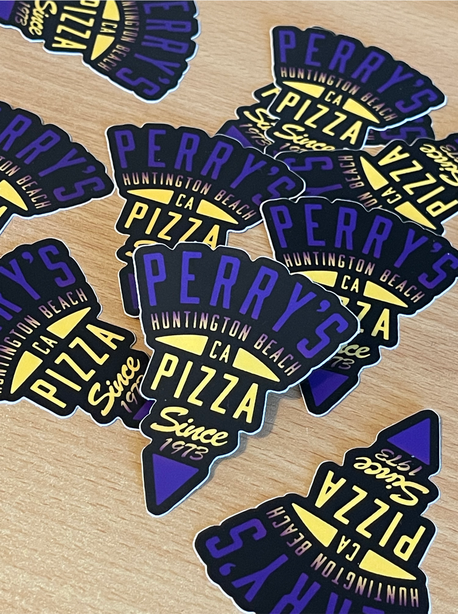 Purple & Gold Slice Logo Sticker – Perry's Pizza (Brookhurst & Hamilton)